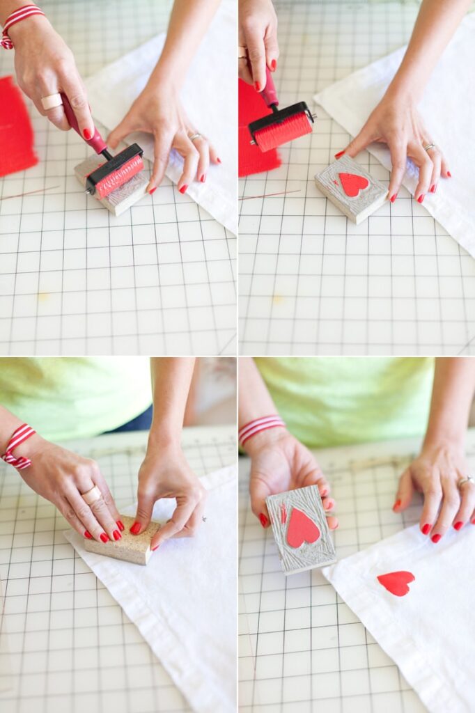 DIY Wood Block Printed Napkins
