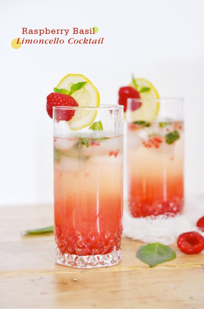 Raspberry Basil Limoncello Cocktail
