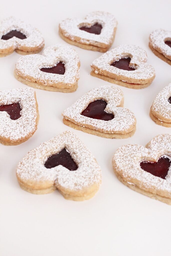 Raspberry Linzer Heart Cookies
