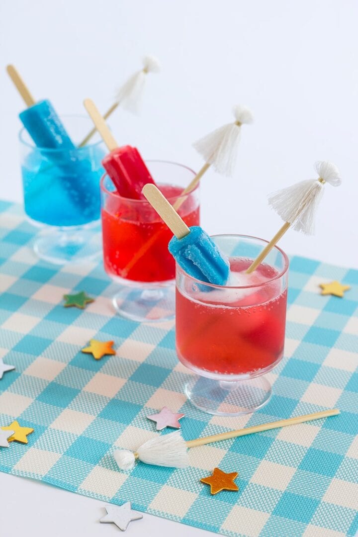 Fourth of July Tassel Stir Sticks & Popsicle Cocktails