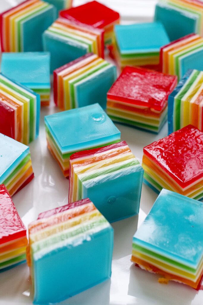 Rainbow Layered Jello • Freutcake