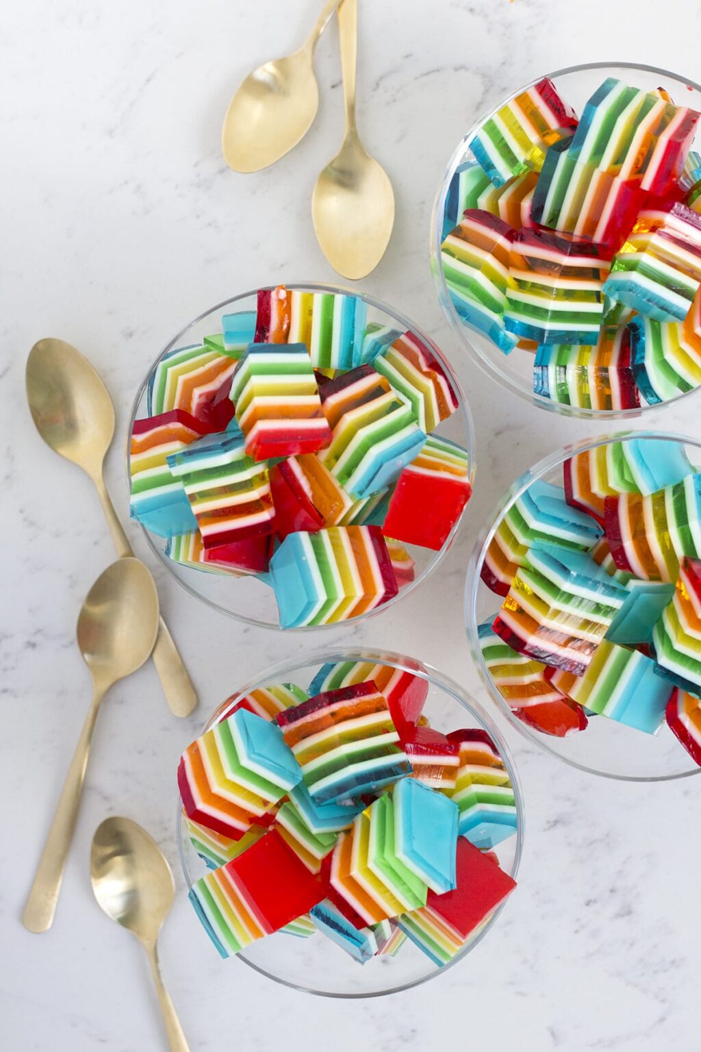 Rainbow Layered Jello • Freutcake