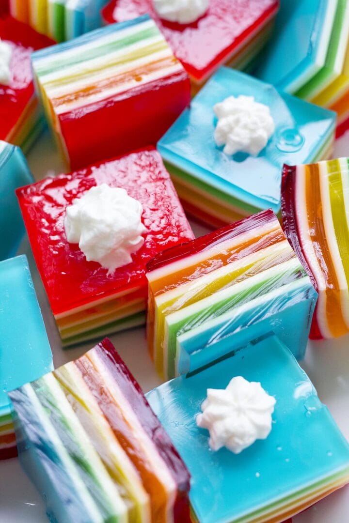 Rainbow Layered Jello • Freutcake