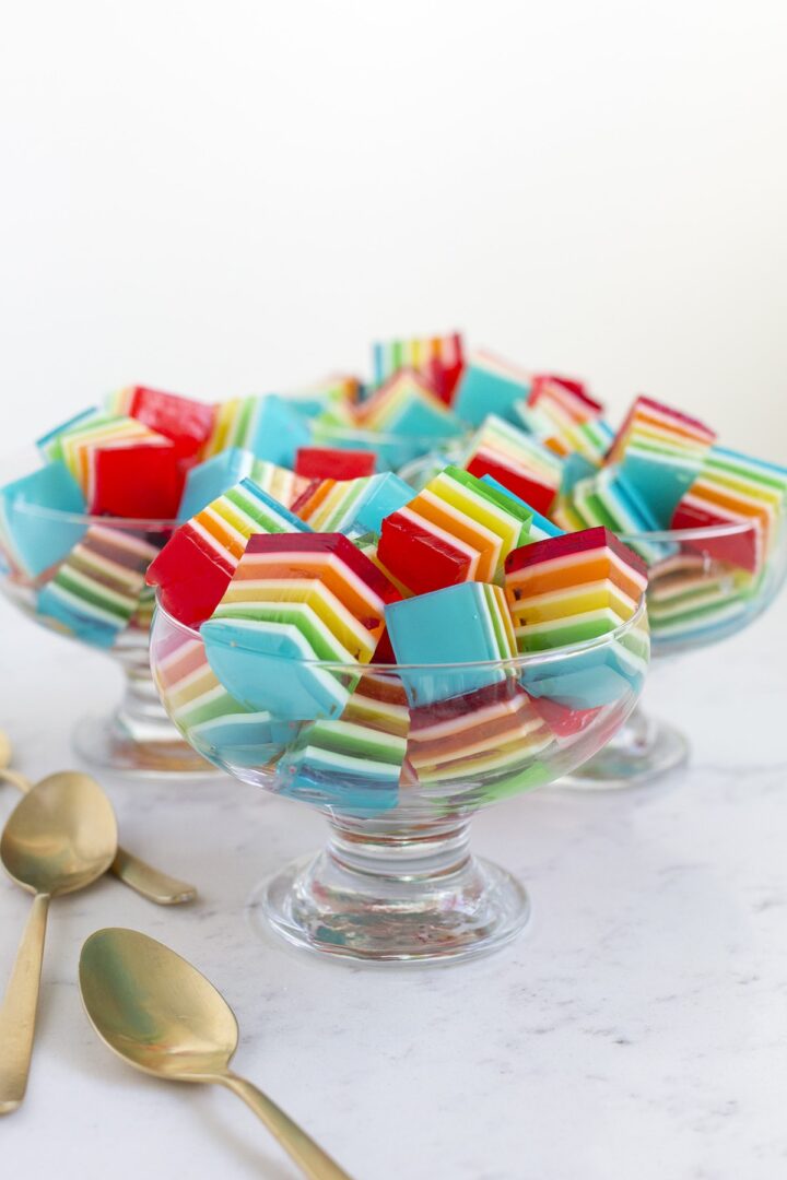Rainbow Layered Jello • Freutcake