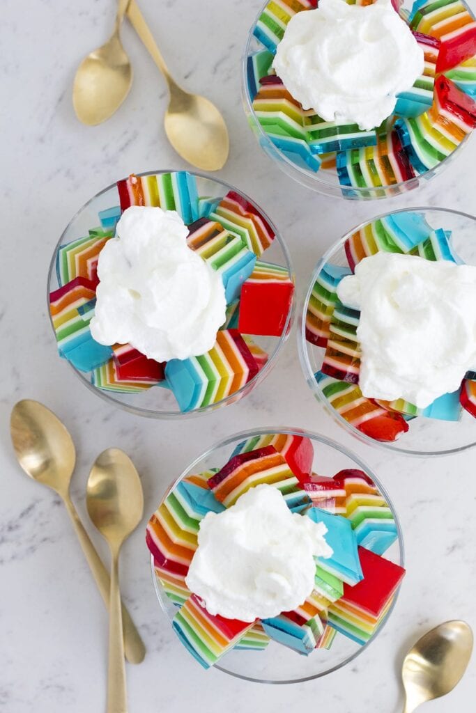 Rainbow Layered Jello • Freutcake