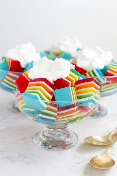 Rainbow Layered Jello • Freutcake