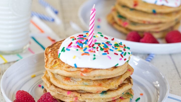 Multigrain Birthday Cake Pancakes
