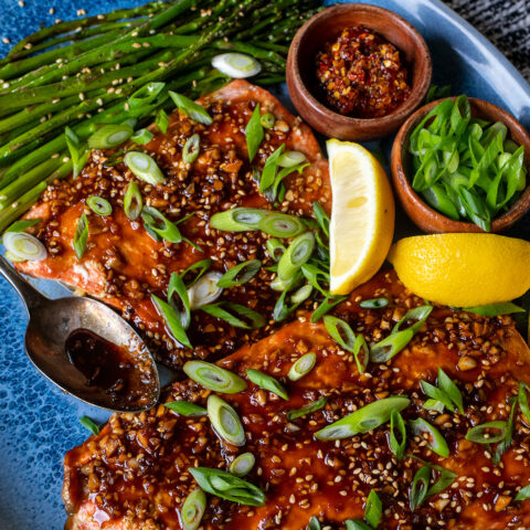 Spicy Chili Honey Salmon • Freutcake